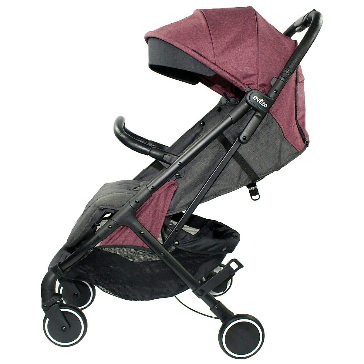 Evezo Channy Lightweight Roll 'N' Go Folding Travel Stroller- Gray (Dusty Rose)