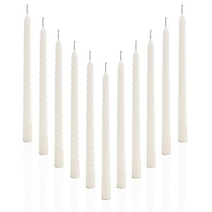 12 Pack 10 Inch Candlestick Candle Spiral Taper Candle Long Candles for Home,Centerpieces,Emergency Candle,Weddings,Parties and Special Occasions,White
