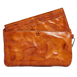 Ancicraft Womens Wallet Wristlet Leather Zippered Clutch Bag Phone Pouch with Snap Credit Card Holder Black Gift