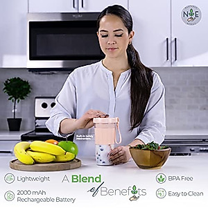 Nurtured Effect Portable Blender for Shakes and Smoothies, Personal Blender Cup, Fresh Juice Blender Bottle, Travel Blender made with BPA-Free Materials, USB Rechargeable, Mini Blender for Juice or Smoothies, Smoothie Maker