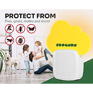 FROGURU Plug in Fly Trap Indoor with 14 Sticky Refills (2-Pack) - Easy to Use Odorless Indoor Fly Trap for Home with Yellow LED Light - Traps Insects Like Fruit Flies, Mosquitoes, Gnats, Moths, etc.