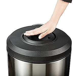 Stainless Steel Premium Trash Garbage Wastebasket Bin + Built in Compression System - 40L/13Gallon