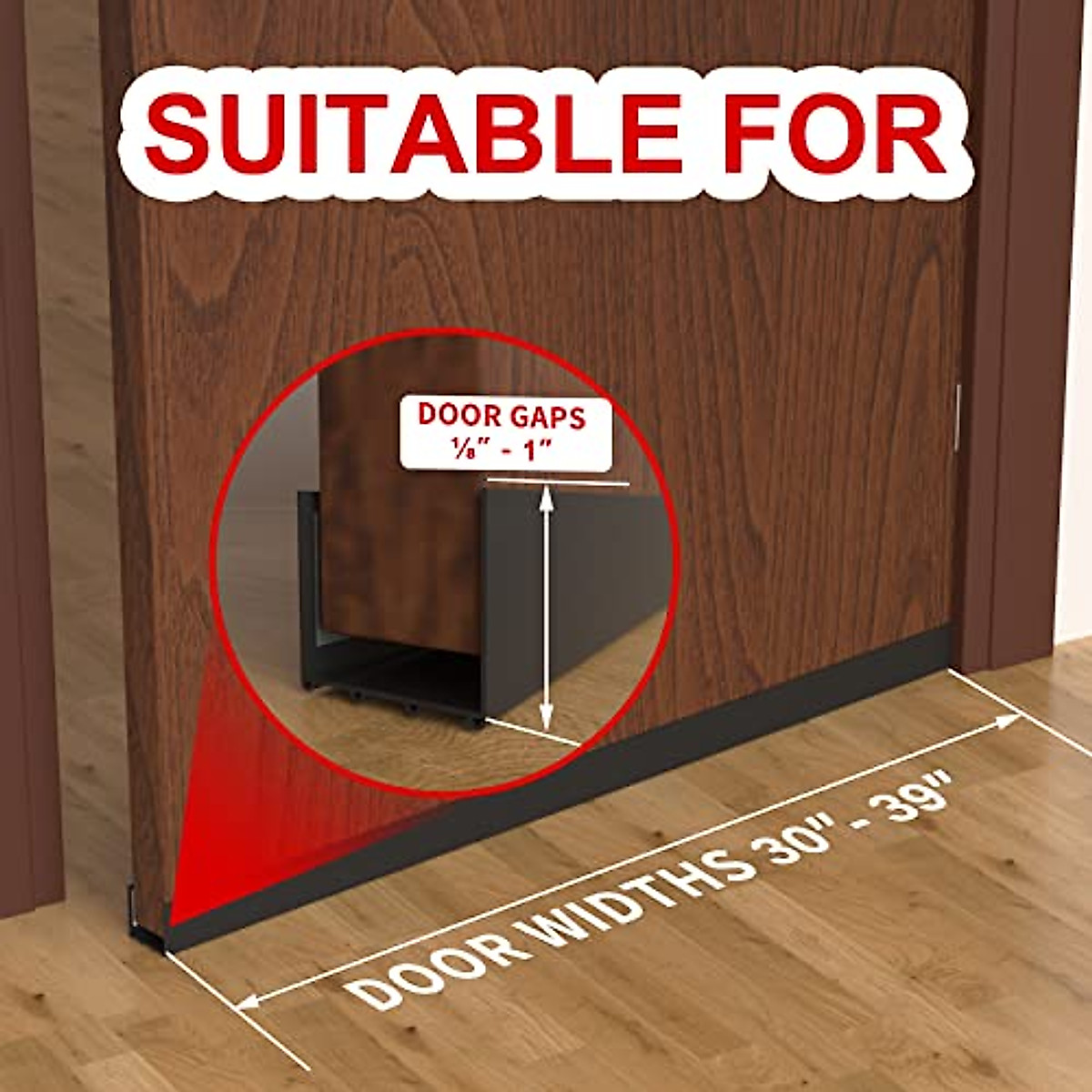 Door Draft Stopper, Cuttable Draft Stopper for Bottom of Door, Strong Adhesive Door Sweeps for Exterior Doors 39” Length (Black)