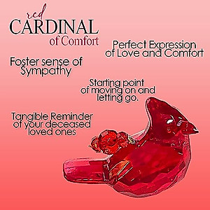 Cardinal of Comfort Visitor from Heaven Sympathy Gift Set Memorial Cardinal Gifts Bereavement Gifts Remembrance Gift for Loss of Father, Mom, Sister - Red Bird Crystal Window Décor