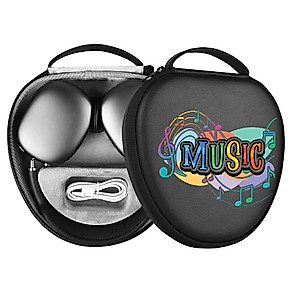 Hard Case for New AirPods Max, Travel Carrying Headphone Case with Music Cool Print Music Earpad Cover Protective Portable Storage Bag Gift APM4