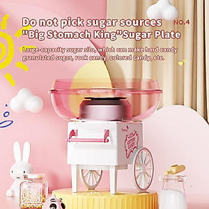 KLLsmDesign Cotton Candy Machine for Kids, Cart Design Desktop Electric Cotton Candy Maker with 10 Reusable Cones & Sugar Scoop for Children's Birthday Gift Family Party Holiday Use