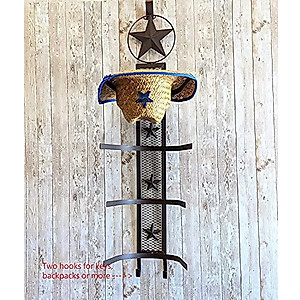BestGiftEver Metal Star 4 Cowboy Hat Rack Fold-Up Wall Hanging Decoration Rustic Western Style