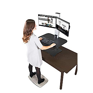 Victor DC450 Dual Monitor Electric Standing Desk, Black, 28 inch Wide Work Surface, Compatible with Any Standard Desk, Monitor Mount Included