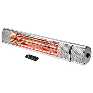 Comfort Zone CZPH20R Outdoor and Indoor Patio Heater - Wall-Mounted Heating Device with Halogen Tube and Adjustable Heat Output - Waterproof Warmer for Residential and Commercial Spaces Black Large