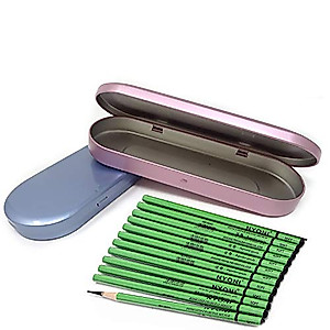 Honbay 2PCS Metal Hinged Tin Box Small Pen Case Home Organizers for Pen Pencil Makeup Brushes (2 Color)