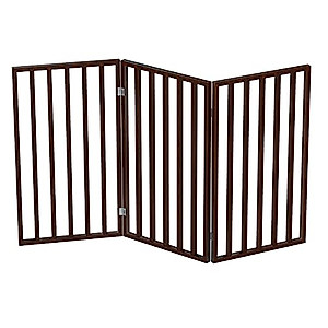 Home Pet Gate Collection - Dog Gate for Doorways, Stairs, or Rooms - 32-Inch Freestanding, Folding, Accordion-Style Wooden Indoor Dog Fence by PETMAKER (Brown)