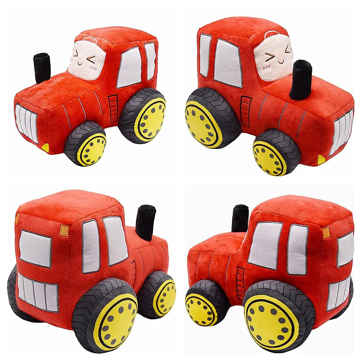 XIYUAN Car Plush Tractor Stuffed Cushion Truck Toy Super Cute Car Plush Pillow - Soft Plush Toy for Little Boys, Girls, Babies and Toddlers - Great Gift (Red)