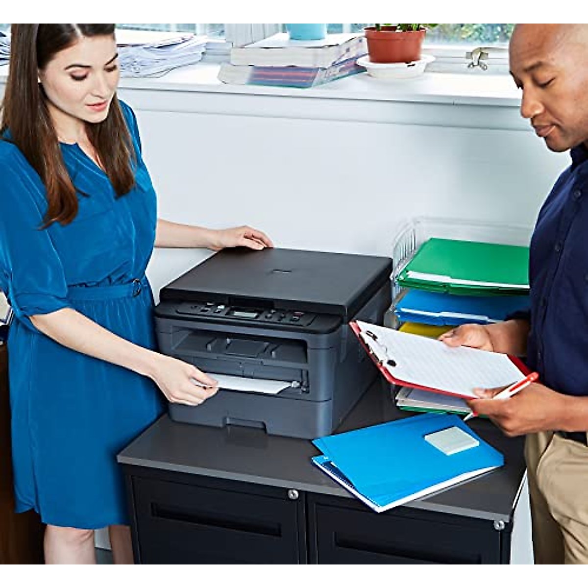 Brother HL-L2390DW Compact Monochrome All-in-One Laser Printer, Print Scan Copy, Auto 2-Sided Printing, 2400 x 600 dpi, 32 ppm, 250 Sheets, Compatible with Alexa, Bundle with JAWFOAL Printer Cable