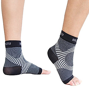 Ankle Brace, Foot Compression Sleeve, Open Toe Women Fasciated Compression Sock Night Splint For Plantar Fasciitis, Achilles Tendonitis , Black L-XL