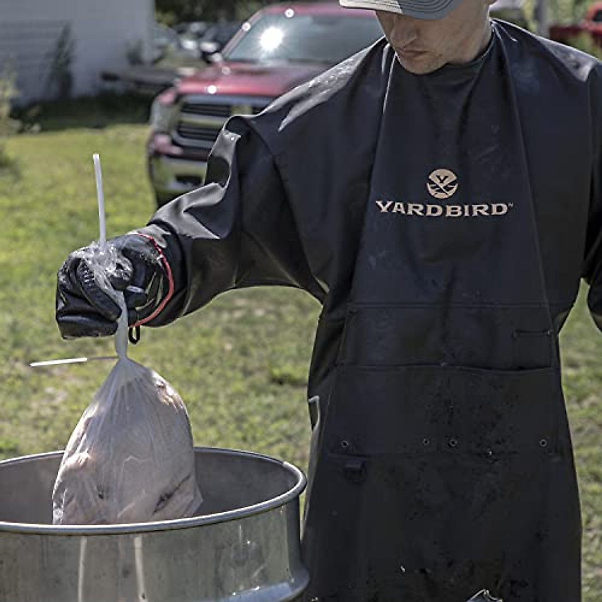 Yardbird Butchering Apron, Durable Waterproof Material, Full Length Sleeves, Elastic Cuffs, Two Adjustable Straps, Easy to Clean, One Size Fits Most, 373120010410,Black