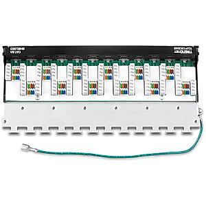 TRENDnet 12-Port Cat6A Shielded Patch Panel, 10G Ready, Cat5e,Cat6,Cat6A Compatible, Metal Housing, Color-Coded Labeling for T568A and T568B Wiring,Cable Management,Wall Mountable, Black,TC-P12C6AS