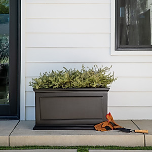 Veradek Brixton Series Large Plastic Planter - Black, Outdoor Patio/Balcony, All-Weather Resistant, Dimensions: 17.5"H x 16"W x 32"L, Classic Estate Design for Flowers, Trees, Shrubs