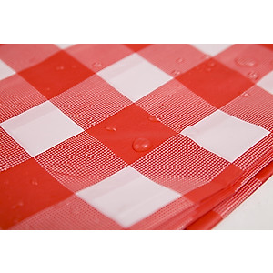 Plastic Tablecloth Disposable, Red and White Checkered Tablecloth, Pack of 6, 54" x 108" Rectangle