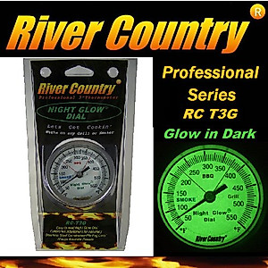 River Country 3" 'Night Glow' (RC-T3G) Premium BBQ, Grill, Smoker Thermometer Temperature Gauge (50-550)