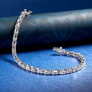 Ross-Simons 7.50 ct. t.w. Baguette CZ Tennis Bracelet in Sterling Silver. 7 inches