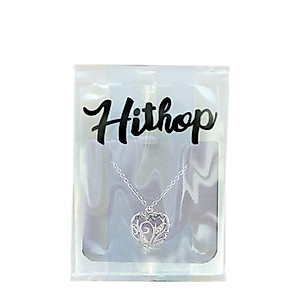 Hithop Glow in Dark Women Necklace Hollow Out Heart Crystal Pendant Luminous Chocker Necklace
