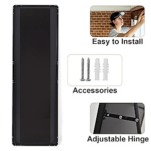 HARRITPURE Full Length Mirror 64"x21" Rounded Corner Aluminum Frame Black Full Body Floor Mirror Rectangle Standing Mirrors for Living Room Bedroom Cloakroom