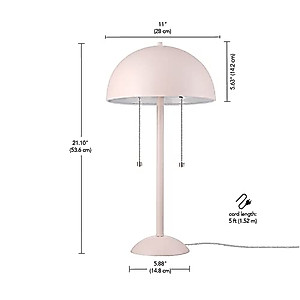 Globe Electric 65531 Luna 21" 2-Light Table Lamp, Matte Blush Pink, Double Plated Nickel On/Off Pull Chains