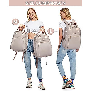LOVEVOOK Laptop Backpack for Women 17 Inch Travel Backpack Purse, Work Business Computer Bag with USB Port, Large Capacity Waterproof Travel Bags Casual Daypacks, Light Dusty Pink