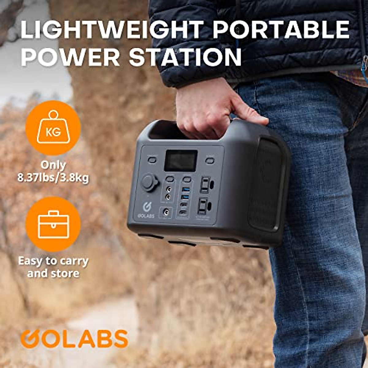 GOLABS R300 Portable Power Station, 299Wh LiFePO4 Battery Backup with 300W Pure Sine Wave AC Peak 500W, Car Outlets, PD 60W Quick in/out Solar Generator for Outdoor Camping Emergency CPAP Black