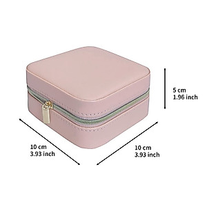 TRODANCE Jewelry Travel Case with Mirror,Small Travel Jewelry Organizer, Portable Jewelry Box Travel Mini Storage Organizer Portable Display Storage Box For Rings Earrings Necklaces (Pink)