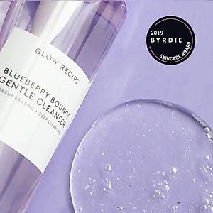 Glow Recipe Blueberry Bounce Exfoliating Face Wash - Foaming Facial Cleanser, Makeup Remover & Clarifying Mask - Hydrating Hyaluronic Acid & Gentle AHA for Sensitive Skin - Korean Skincare, 160ml