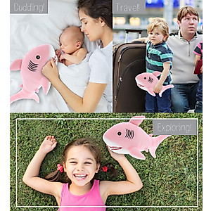 DolliBu Baby Soft Plush Pink Shark Toy - Stuffed Animal Shark Plush for Boys and Girls, Sea Animal Toys and Shark Gifts for Kids, Teens and Adults, Ocean Stuffed Animal Plush Toy Shark - 12 Inches