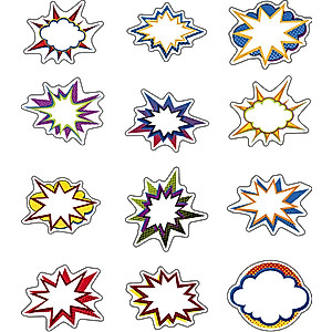 Carson Dellosa Comic Books Cutouts, 36 Comic Book Burst Cutouts for Bulletin Board & Party Classroom Décor, Superhero Classroom Cut-Outs, Super Hero Cutouts for Classroom Bulletin Board Decorations