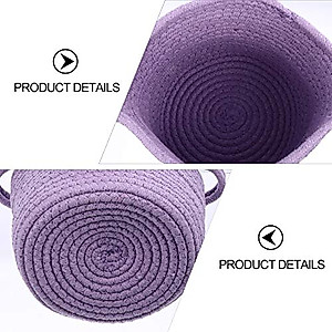 Woven Cotton Rope Nesting Bowls Small Basket Cute Closet Bins Mini Table Basket Organizer Decorative Woven Basket Storage Baskets Purple Round Woven Basket