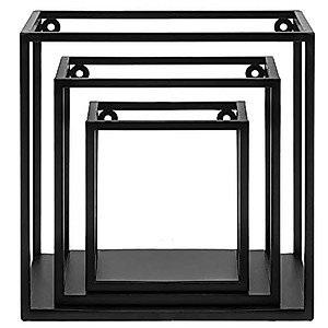 MyGift Black Metal Cube-Frame Wall Hanging Shelves, Set of 3