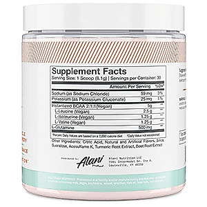 Alani Nu BCAA Branched Chain Essential Amino Acids Supplement Powder, Muscle Recovery Vitamins for Post-Workout, Sour Peach Rings, 30 Servings
