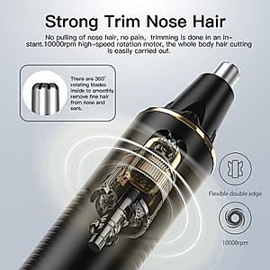 XOOMRSCP Nose Hair Trimmer for Men, 2024 Painless USB Rechargeable Nose Hair Trimmer, Ear and Nose Hair Trimmer for Men, Professional Facial Hair Trimmer with IPX7 Waterproof Dual Edge Blades
