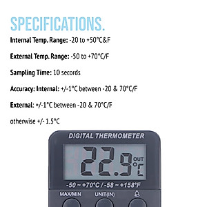 Digital Fridge Freezer Thermometer with Fridge Freezer Temperature Alarm and Max Min Function - Refrigerator Thermometer for Fridge and Freezer Alarm Alert When Temperatures Drop