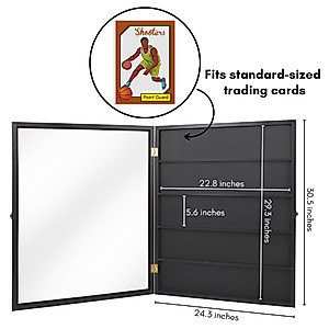 Americanflat 24x31 Baseball Card Display Case Lockable - Holds Up to 35 Collectible Cards - All-Star Collection - Wall Mount Trading Card Display Frame with Polished Plexiglass - Black Finish