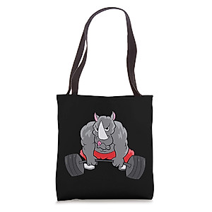 Rhino Weightlifting Gym Rhinoceros Powerlifting Rhino Tote Bag