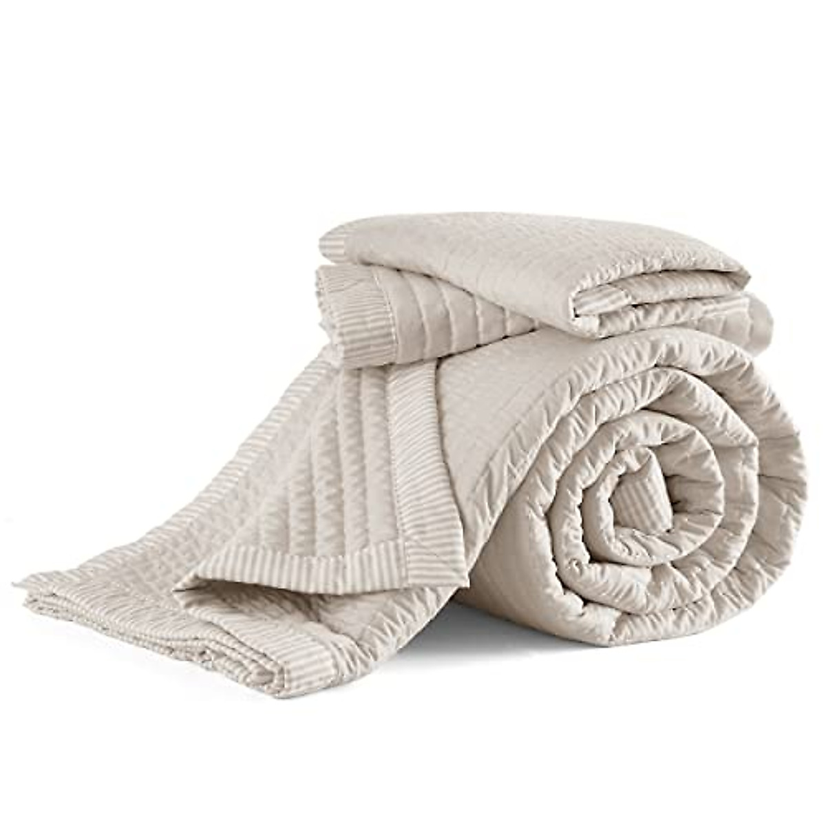 Bedsure Linen Quilt Queen Size - Lightweight Soft Quilt Bedding Set for All Seasons, Bedspreads & Coverlets, Corduroy Pattern Quilt Set, 3 Pieces, 1 Quilt (90"x96") and 2 Pillow Shams (20"x26"+2")