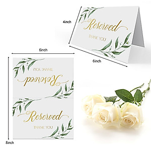 Reserved Table Signs(4x6 Inch, 20 PCS), Reserved Table Tent Card for Wedding, Double Sided Reserved Table Signs,Greenery Reserved Signs for Party Restaurant -YDC01