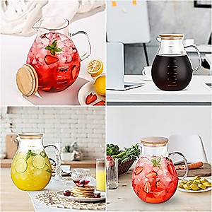 95 Ounce Large Glass Pitcher with Lid and Handle - Heat Resistant Borosilicate Beverage Carafe for Juice and Iced Tea