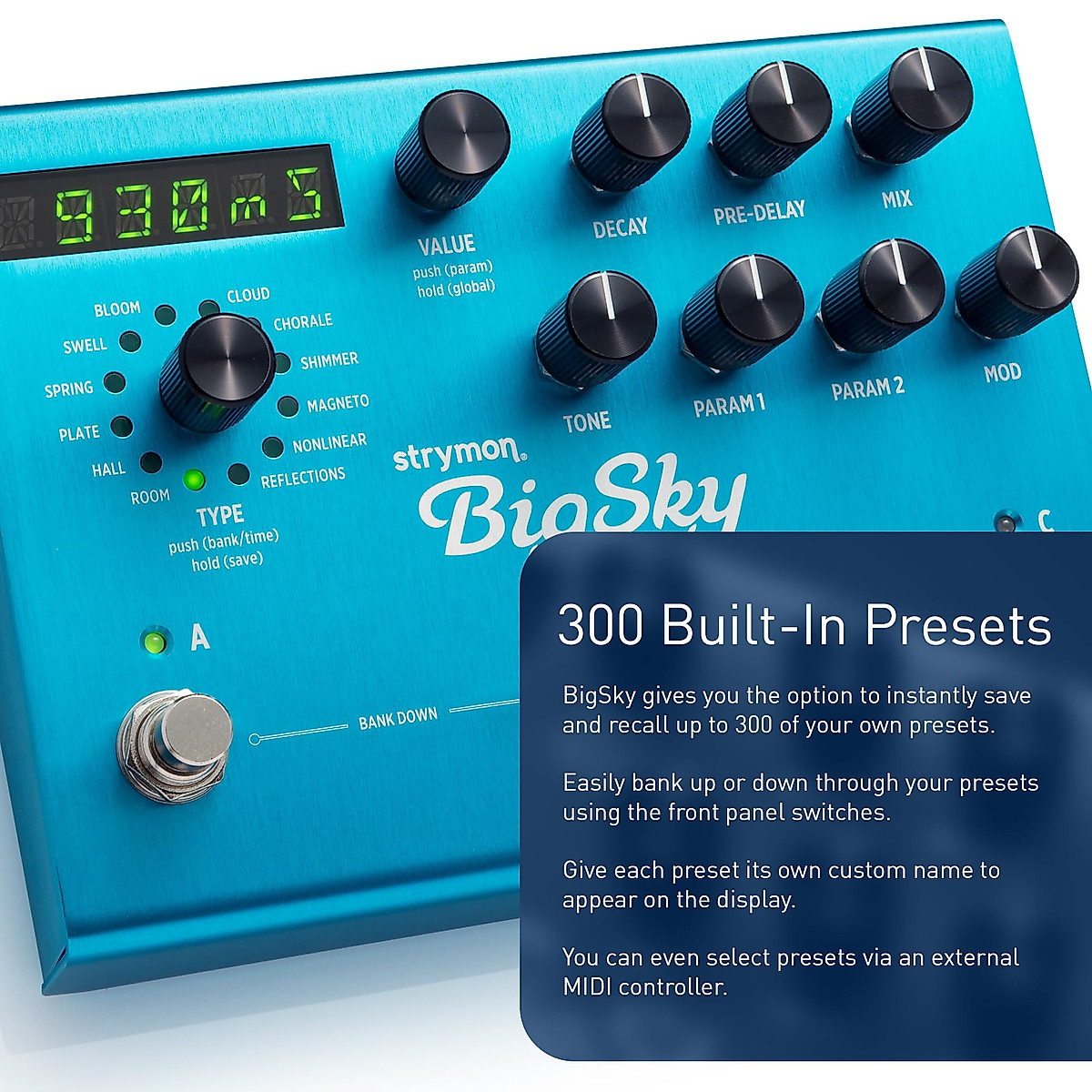 Strymon BigSky Multi Reverb Guitar Effects Pedal with 12 Unique Reverb Machines for Electric and Acoustic Guitar, Synths, Vocals and Keyboards