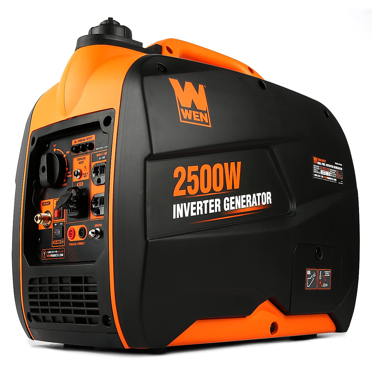 WEN DF250i Super Quiet 2500-Watt Portable Dual Inverter Generator with Fuel Shut-Off, Black