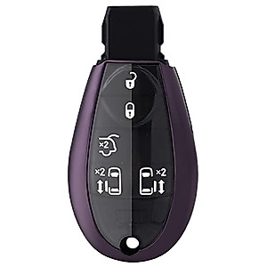 Horande Soft TPU Protector Key Fob Cover Case fit for Dodge Ram 1500 2500 3500 Charger Challenger Durango Grand Caravan Journey Chrysler Town and Country Keyless Entry Key Fob (Purple)