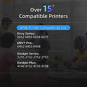 FACMS Remanufactured Ink Cartridge Replacement for HP 67 67XL for Envy 6052 6058 6075 DeskJet 2732 2755 DeskJet Plus 4152 4155 4158 Printer (1 Black 1 Tri-Color)