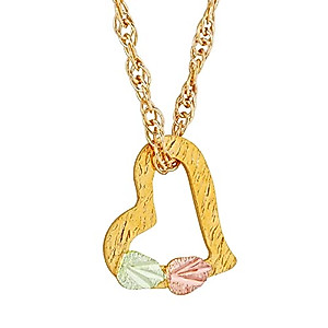 10k Gold Black Hills Heart Necklace, 12K Gold Leaves