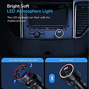 Syncwire Bluetooth 5.1 FM Transmitter for Car, 38W PD&QC3.0 Fast Charger Wireless Radio Adapter Bass Sound Music Player Car Kit with Hands-Free Calling Support USB Drive