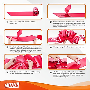 MIFFLIN-USA Happy Birthday Bow, Giant Car Bow (Red, 30 inch) Big Gift Bow, Giant Bow for Car, Birthday Bow, Huge Car Bow, Car Bows, Big Red Bow, Bow for Gifts, Birthday Bow for Cars, Gift Wrapping